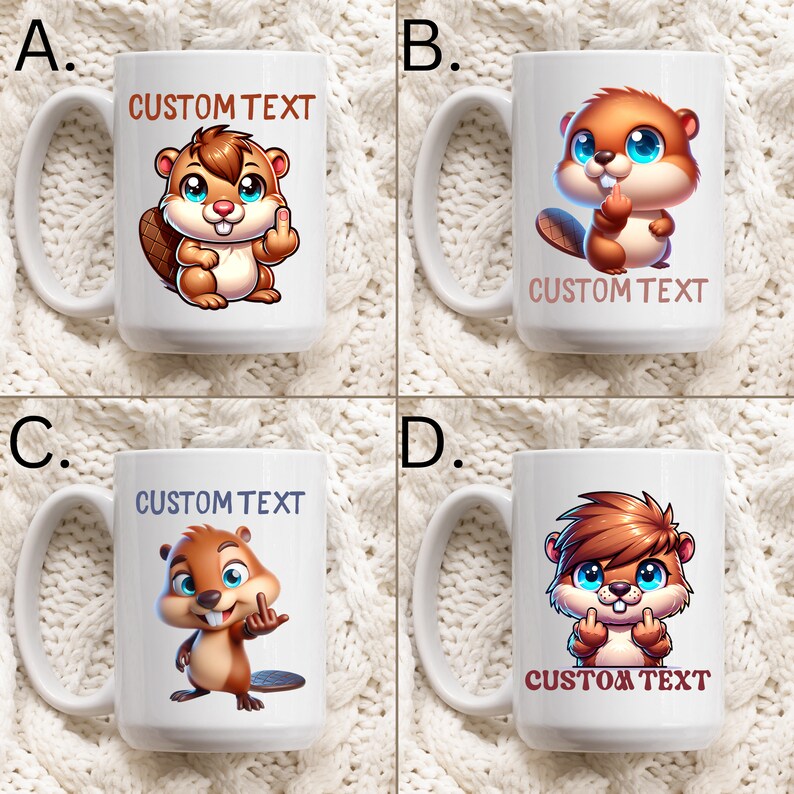 Middle Finger Mug Personalized Beaver Coffee Cup Funny Custom ...