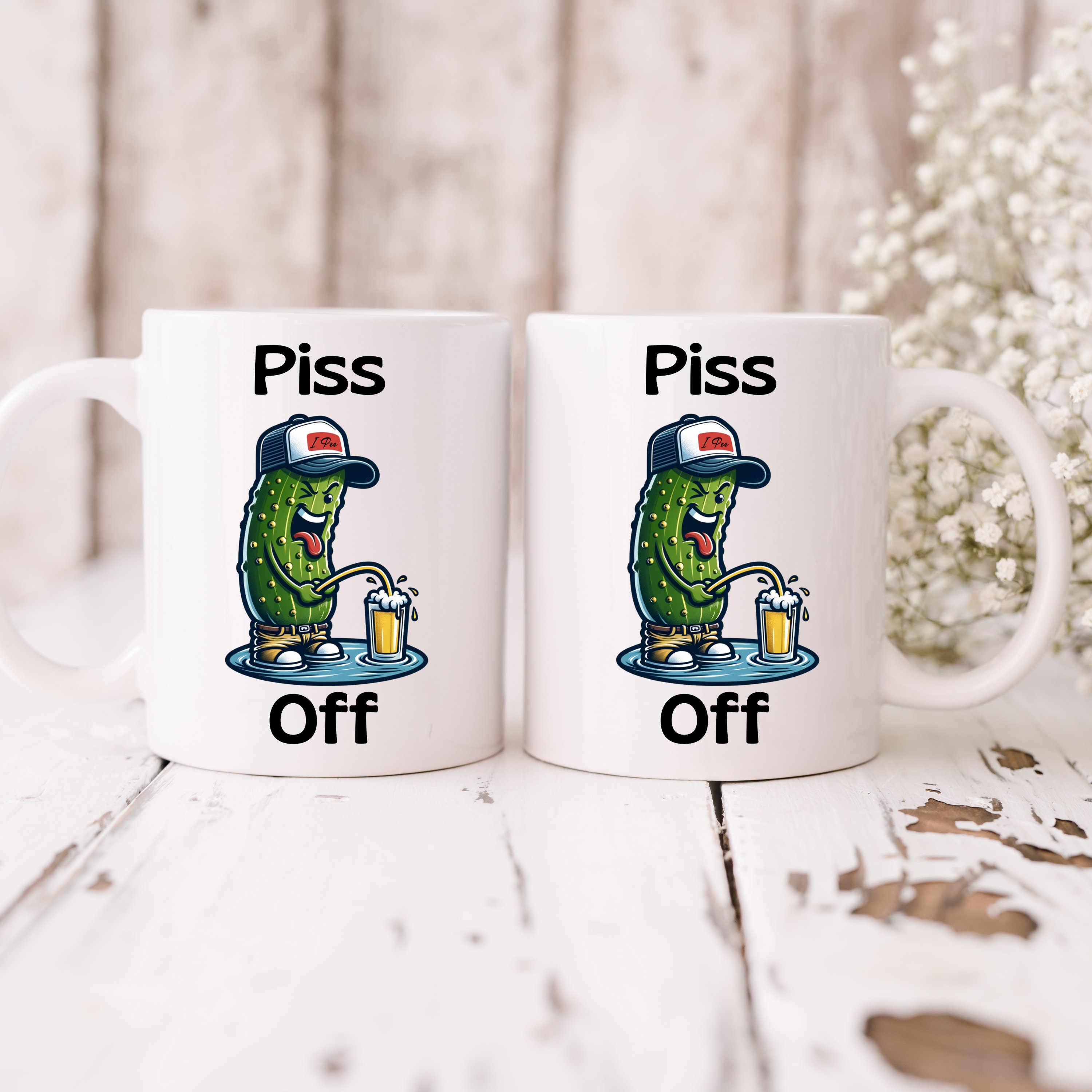 Funny Pickle Mug Piss Gag Gift for Husband Boyfriend Cute Trucker Hat ...