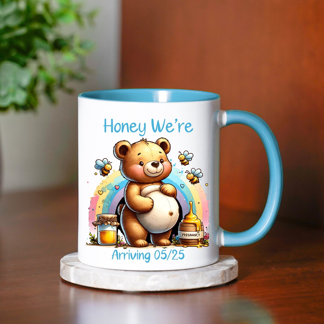 Custom Pregnancy Announcement Blue Pink Coffee Cup Custom Pregnancy ...