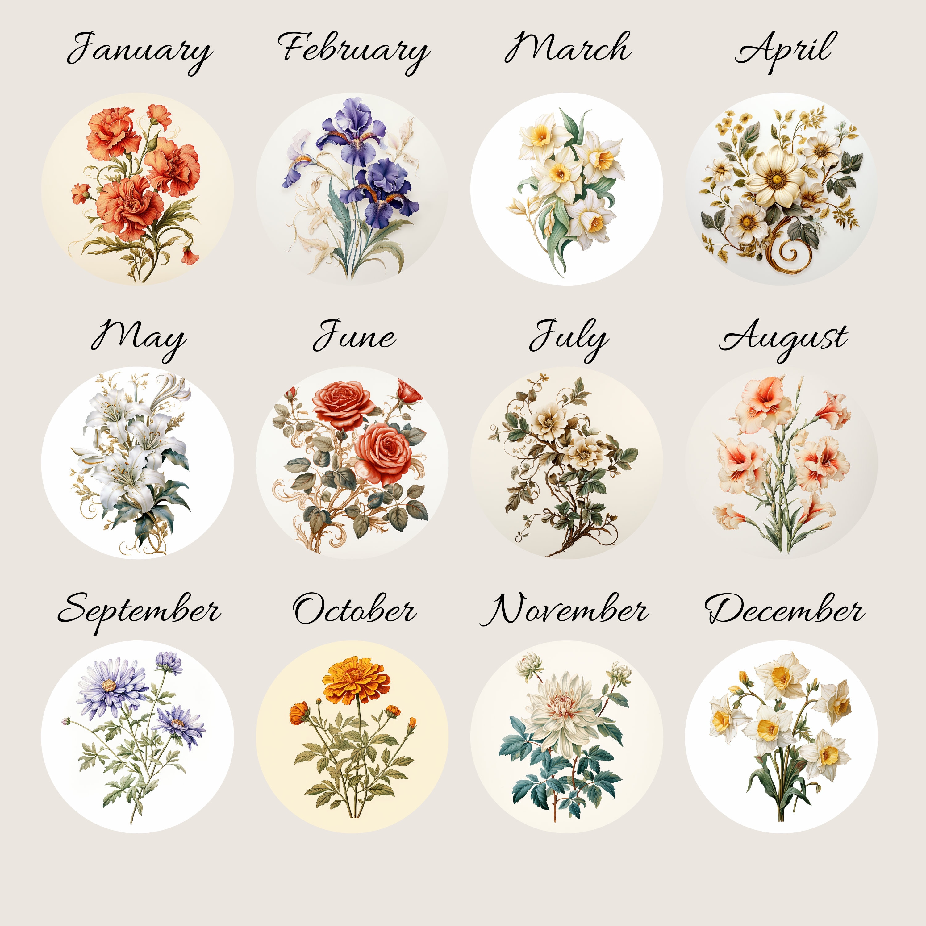Pisces Birth Flower Personalized Gift, Birth Month Flower, Custom Birth ...