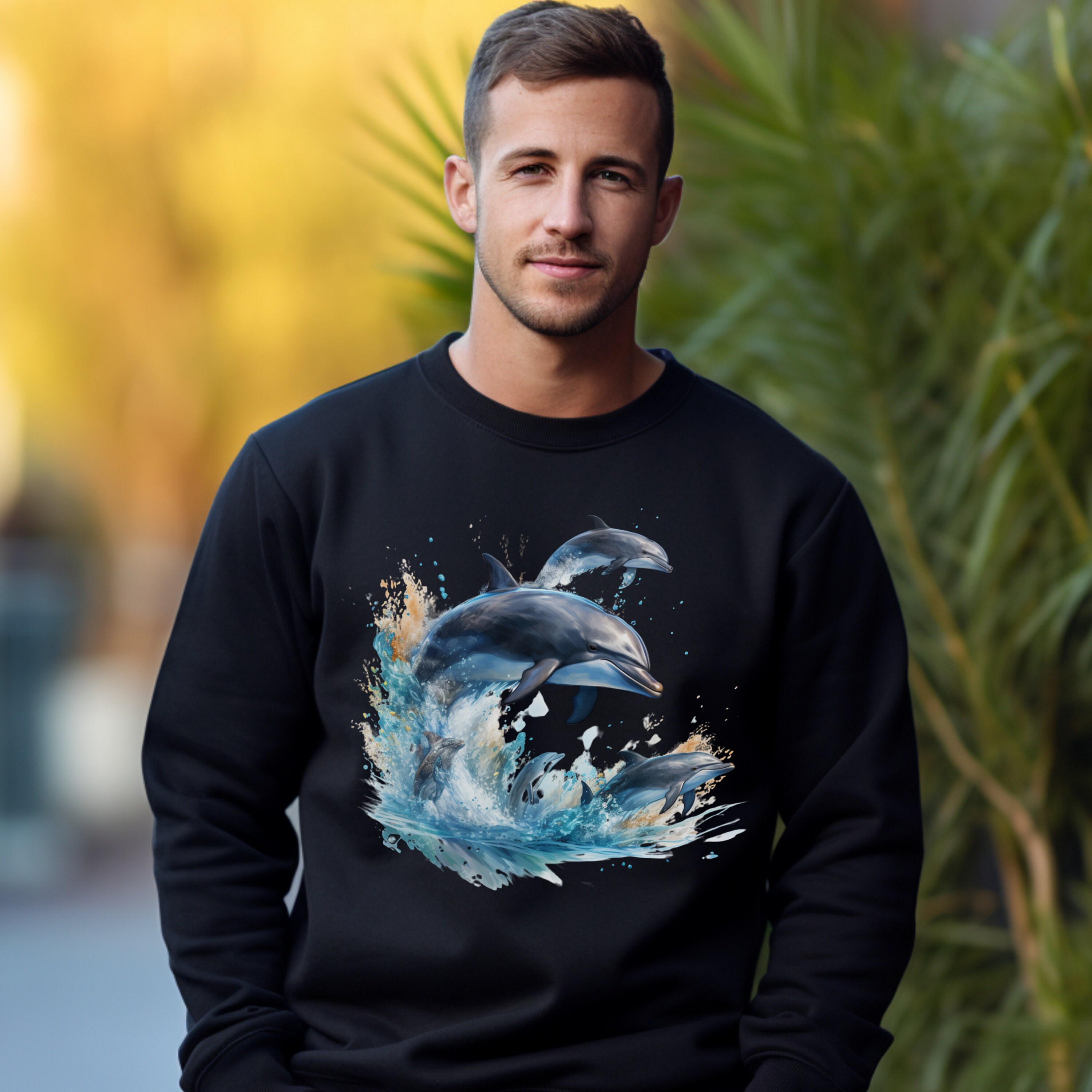 Watercolour Dolphin Sweatshirt, Environmental Ocean Life Sweater ...