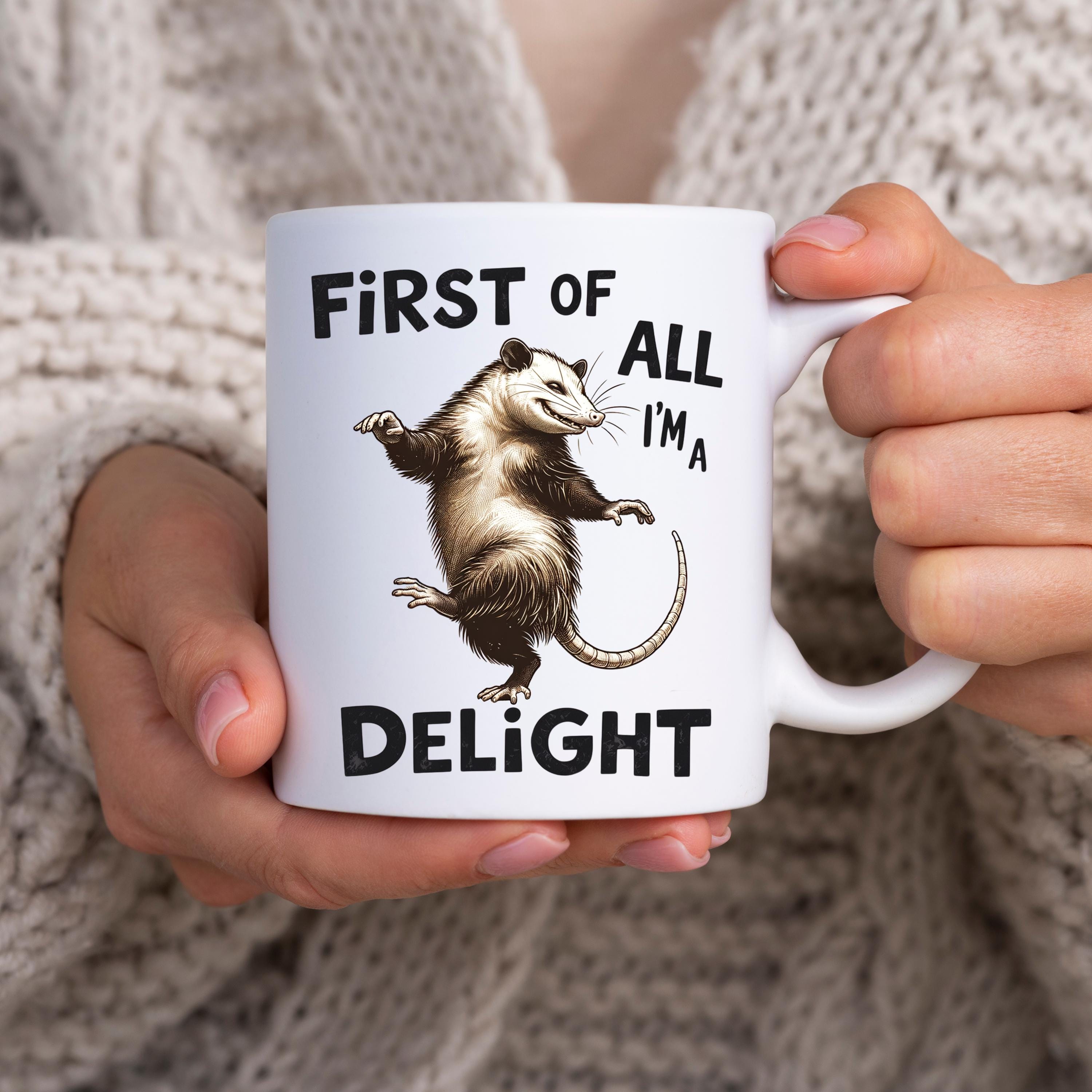 Funny Opossum Coffee Cup, I'm a Delight Sarcastic Mug, Funny Husband ...