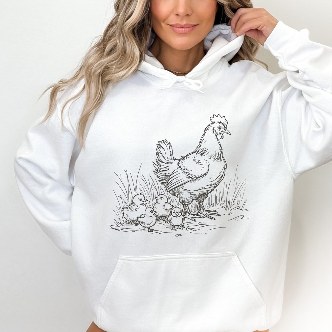 Chicken Hoodie Vintage Hen Farm Animal Pullover Cottagecore Gifts for ...