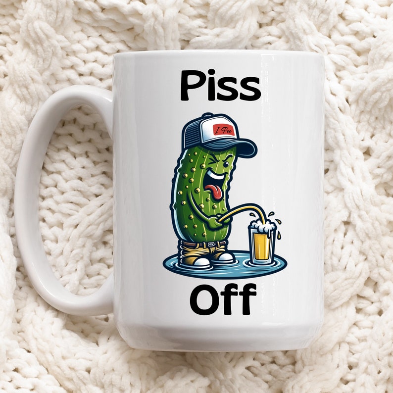 Funny Pickle Mug Piss Gag Gift for Husband Boyfriend Cute Trucker Hat ...