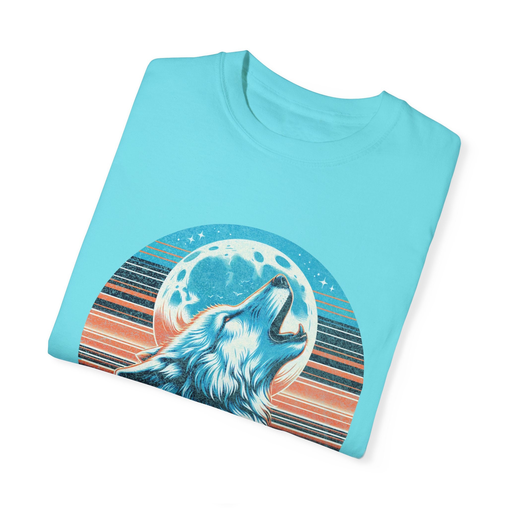 Howling Wolf Shirt, Blue Wolf Vintage Tshirt, Maned Wolf Solar Eclipse ...