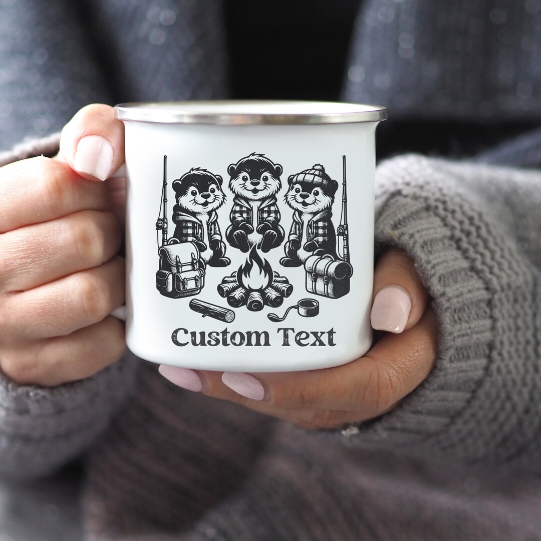 Otter Enamel Camping Mug for Otter Lovers, Personalized Gift for ...