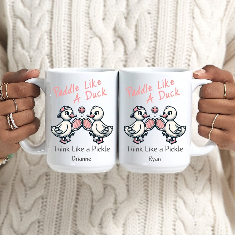 Pickleball Custom Couples Gift Duck Coffee Cup With Personalized Name ...