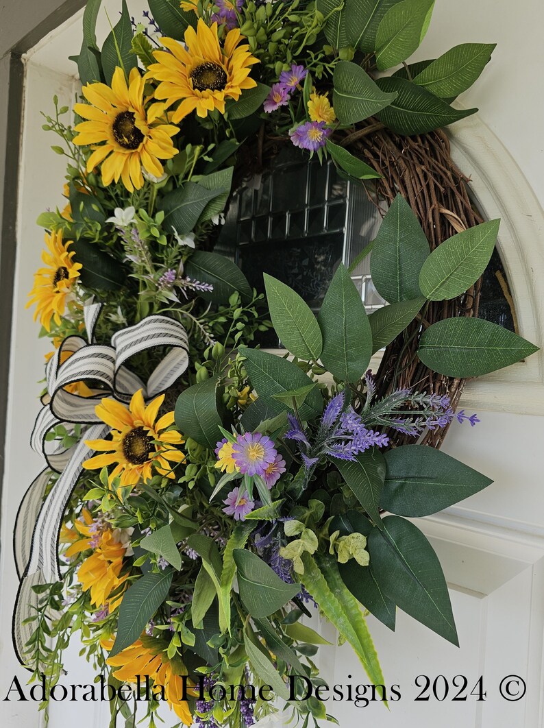 French Country Meets Modern Farmhouse Sunflowers on Grapevine Wreath - Etsy