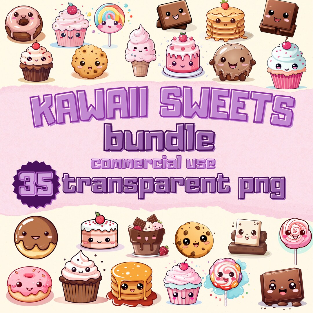 Kawaii Clipart Sweet Food PNG Bundle of Cute Sweet Kawaii - Etsy UK
