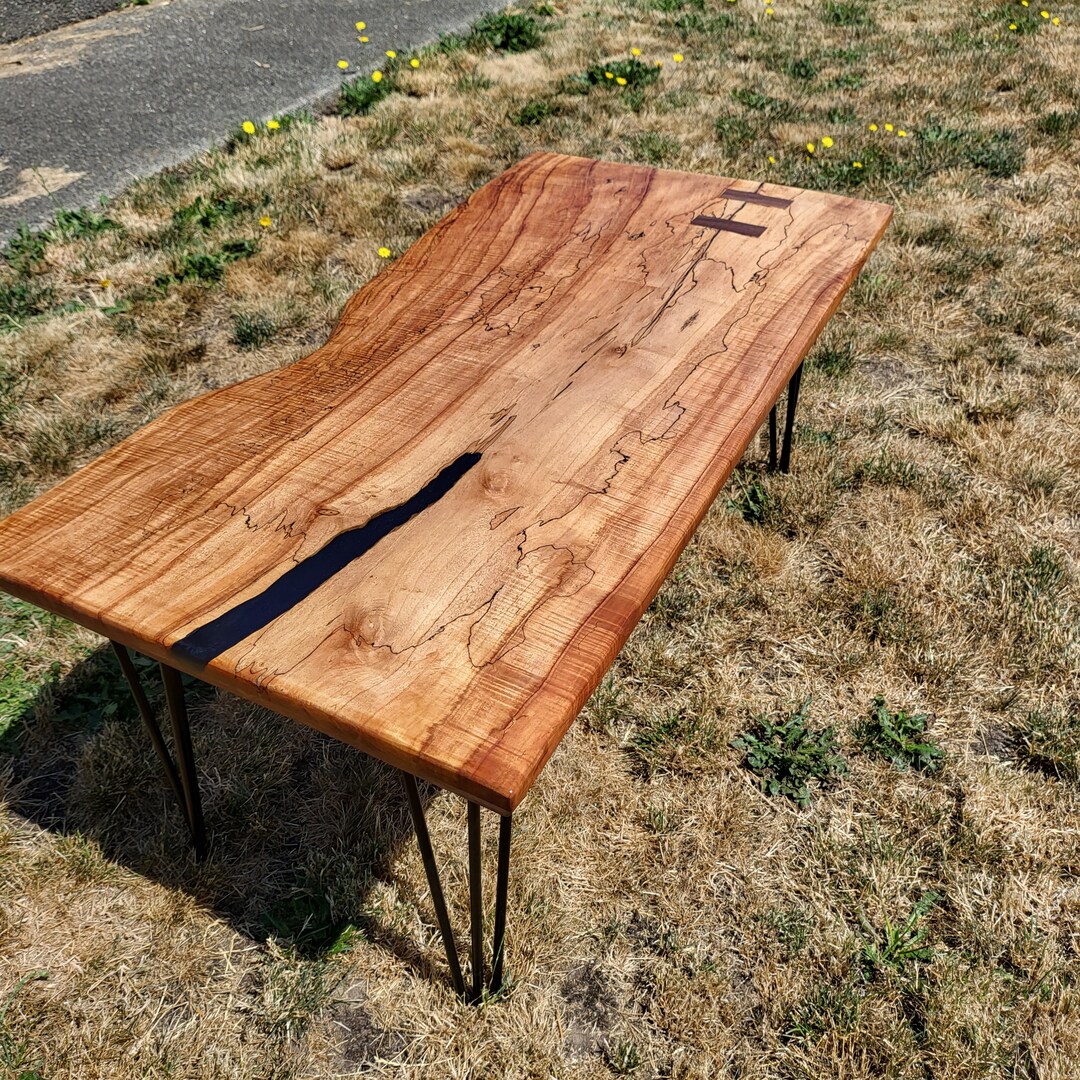 Live Edge Hardwood Maple Coffee Table With Spalt Tiger and - Etsy