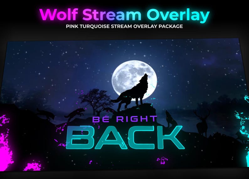 Wolf-themed Stream Overlay Package | Twitch Overlay Package | Stream ...