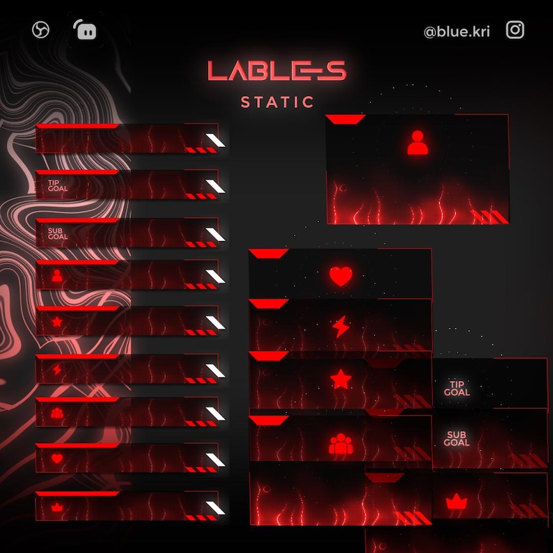 Pack d'effets de texte liquide rouge pour Twitch OBS, pack de flux de ...