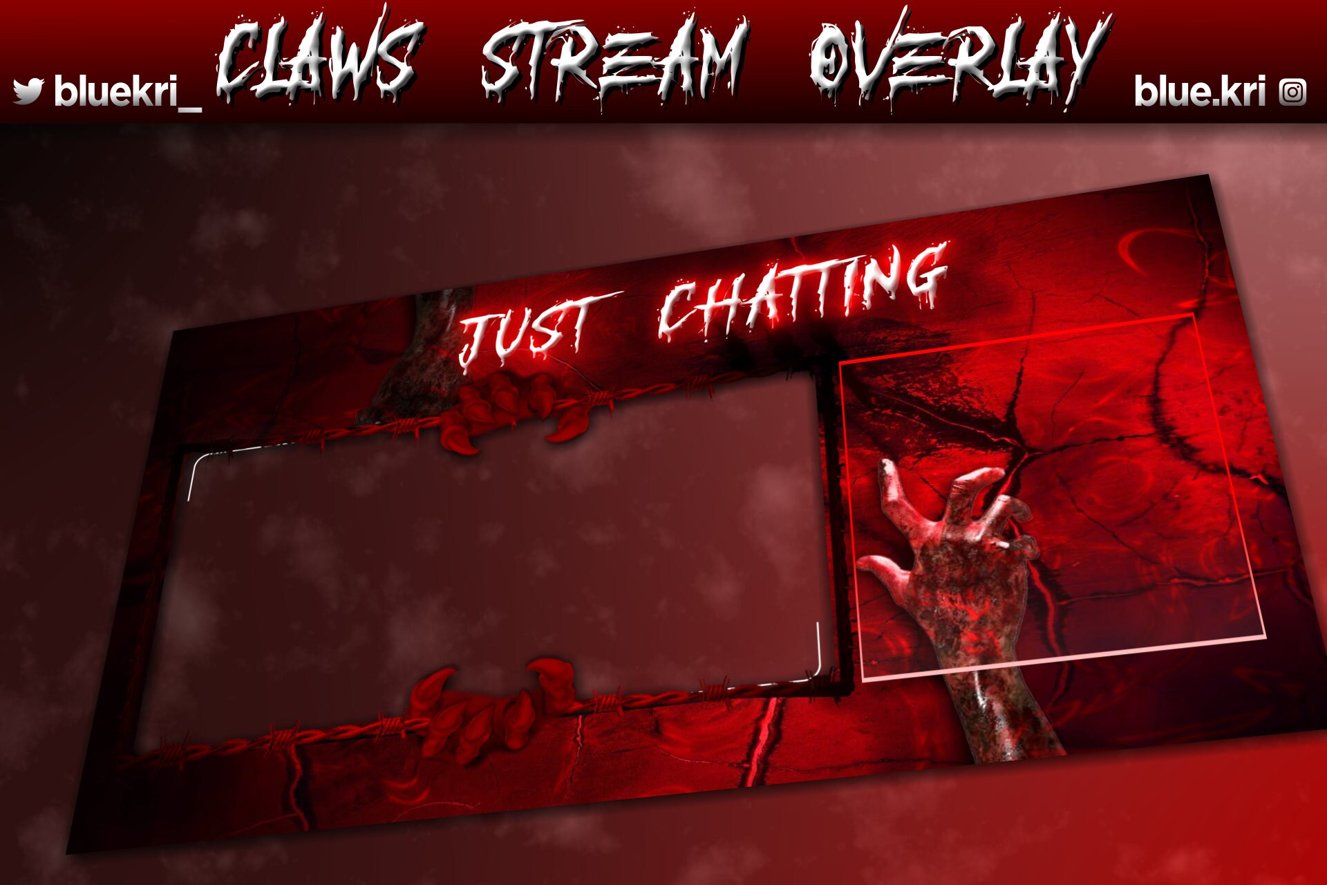 Claws Animated Twitch Overlay, Red Stream Package, Twitch Alerts, Scene ...