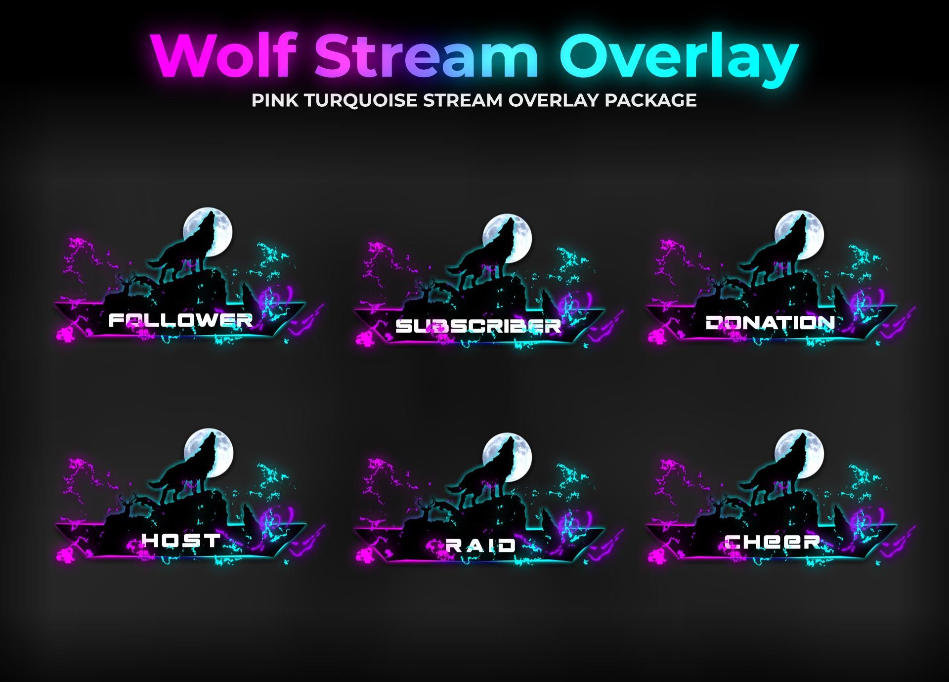 Wolf-themed Stream Overlay Package | Twitch Overlay Package | Stream ...
