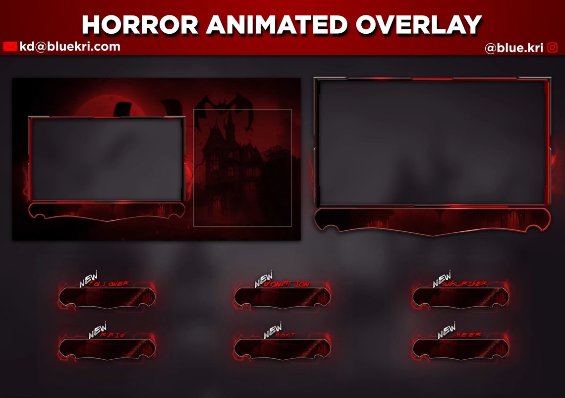 Gothic Vampire Twitch Overlay Animated | Horror Bat Stream Package for ...