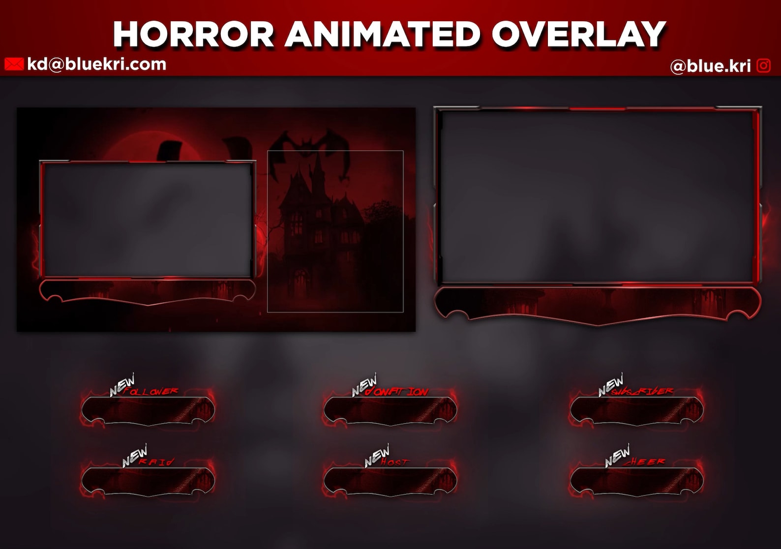 Gothic Vampire Twitch Overlay Animated | Horror Bat Stream Package for ...