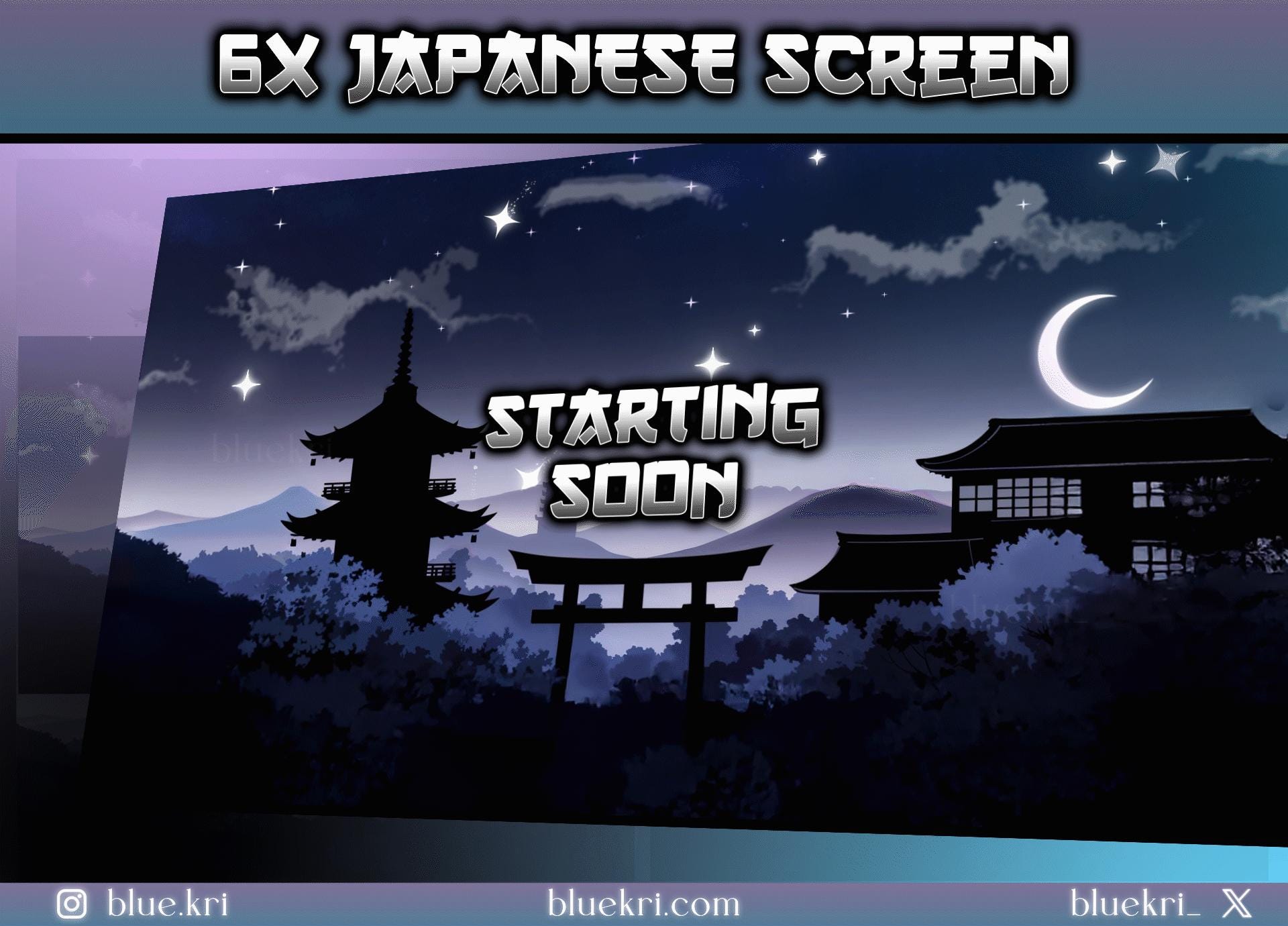 Japanese Stream Overlay Screens | 6x Screen Set for Streamers | Twitch ...