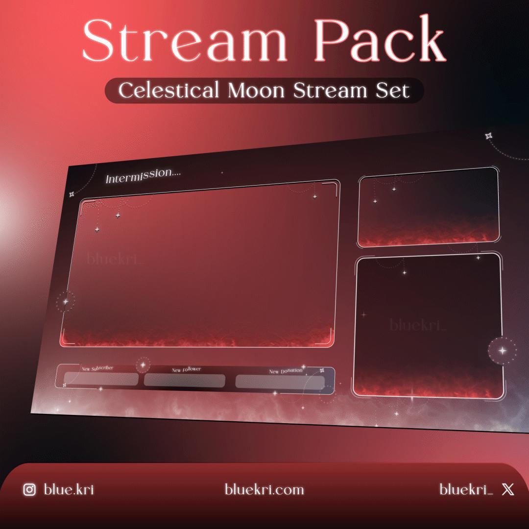 Red Star Field Stream Overlay Package - Celestial Themed Twitch Overlay ...