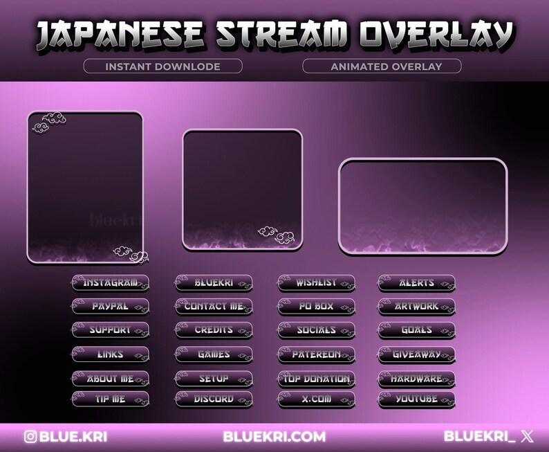 Japanese-themed Animated Stream Overlay | Stream Overlays, Panels ...