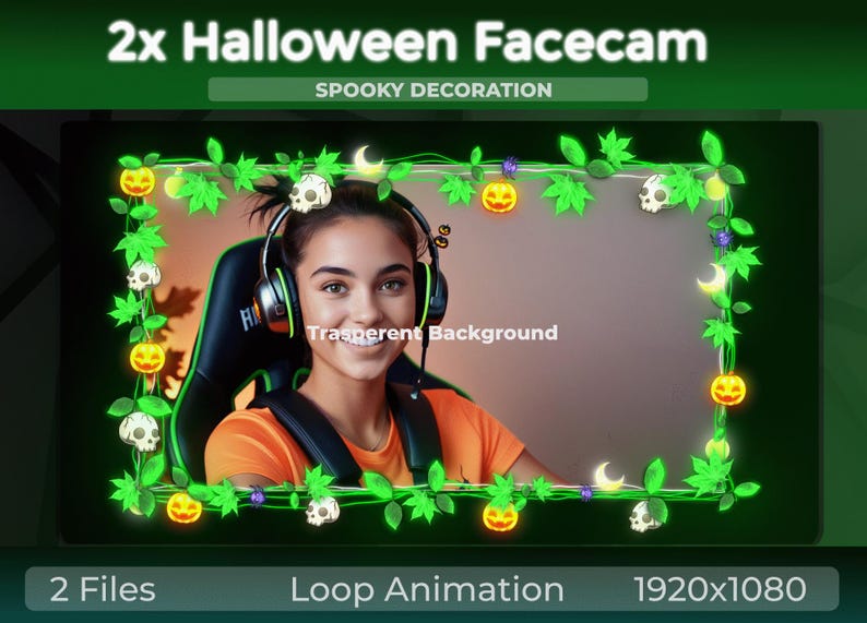 Animated Halloween Twitch Facecam Overlay | Pumpkin & Skull Lights - Etsy