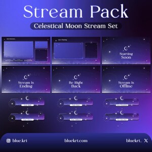 Celestial Moon Stream Overlay Pack, Your Live Streaming Experience With ...