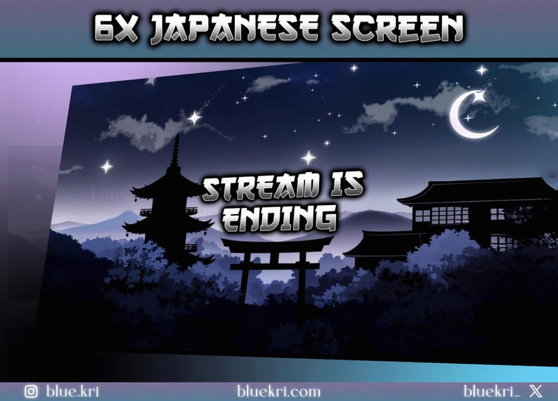 Japanese Stream Overlay Screens | Animated Twitch Screens, 6x Screen ...