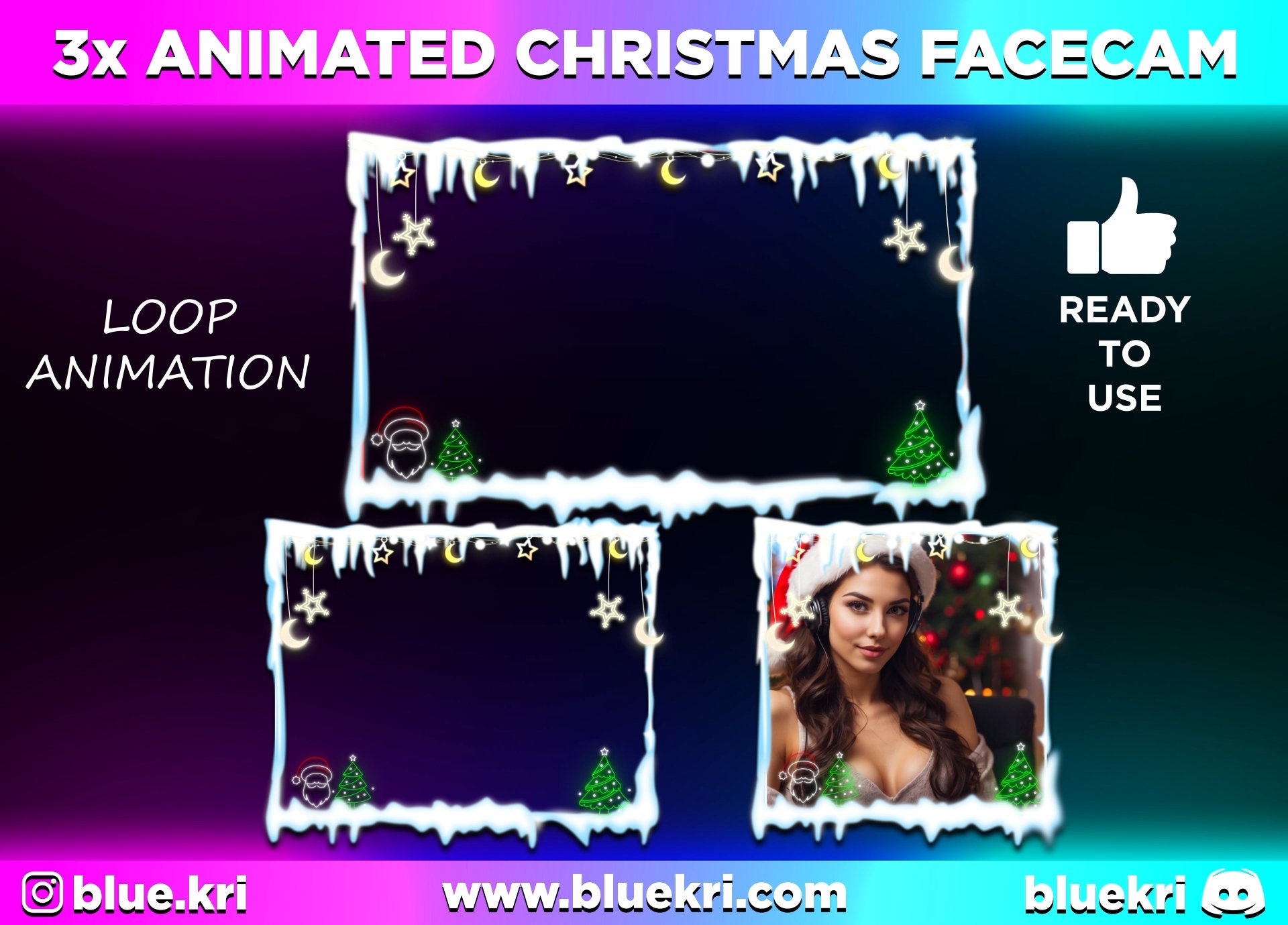 Full Twitch Animated Christmas Lights Webcam Overlay | Holiday Twitch ...