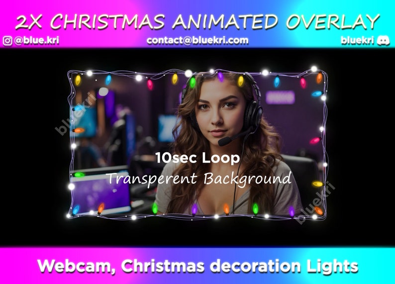 2x Twitch Animated Christmas Lights Webcam Overlay / Holiday Twitch ...