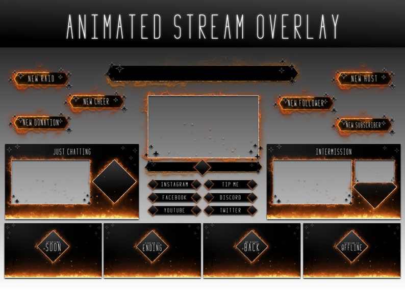 Fire Stream Overlay Package: Animated Twitch/youtube Theme - Etsy