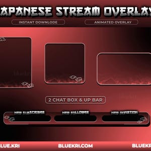 Japanese-themed Red Animated Stream Overlay | Japanese Twitch Stream ...