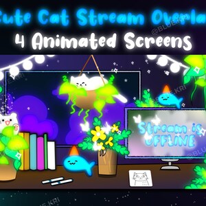Cute Cat Animated Stream Overlay | Cute Lo-fi Twitch Overlays & Alerts ...