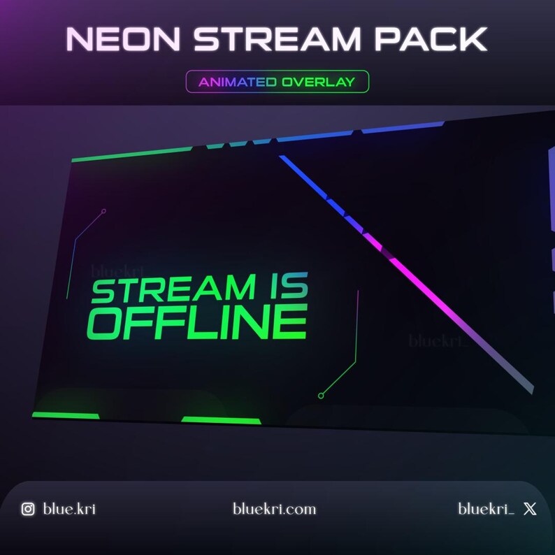 Neon Cyberpunk Twitch Animated Stream Overlay Pack | Futuristic Animated Overlay With Vibrant ...