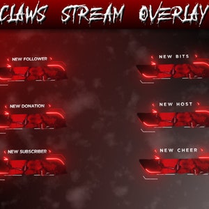 Claws Animated Twitch Overlay, Red Stream Package, Twitch Alerts, Scene ...