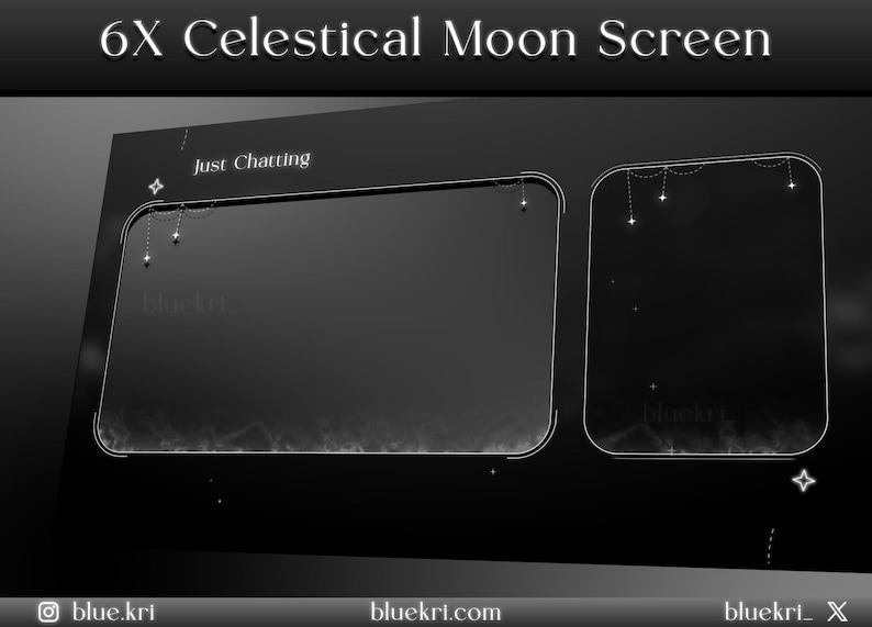 Black Celestial Moon Screens Animated Stream | Black Minimal Twitch 6x ...