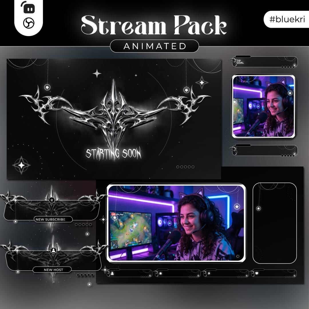 Gothic Star Animated Stream Overlay Pack | Twitch, OBS, Streamlabs - Etsy