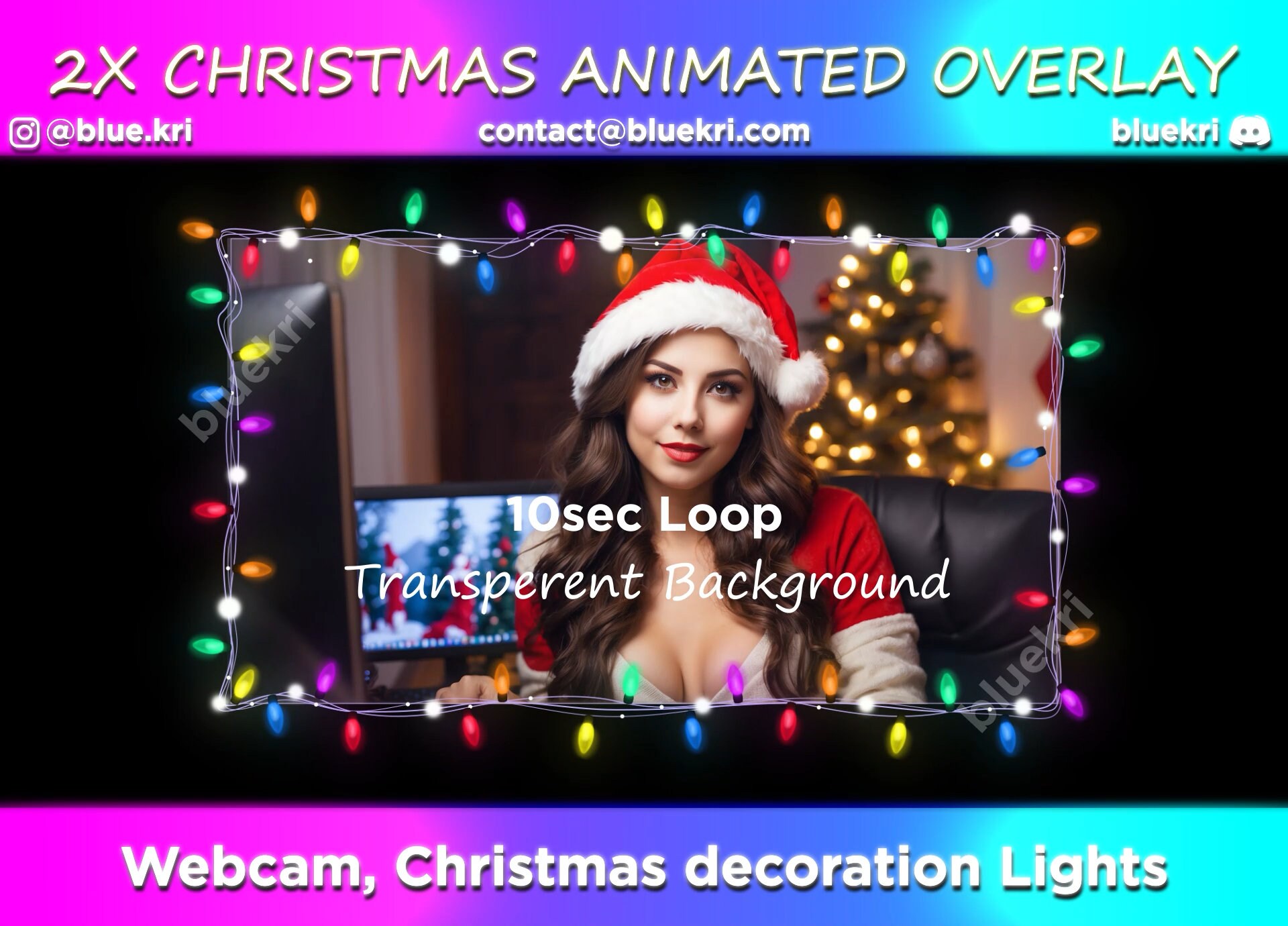 2x Twitch Animated Christmas Lights Webcam Overlay / Holiday Twitch ...