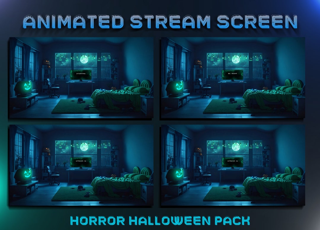 Halloween Horror Gaming 3D Room Overlay Pack, Animated Stream Screens ...