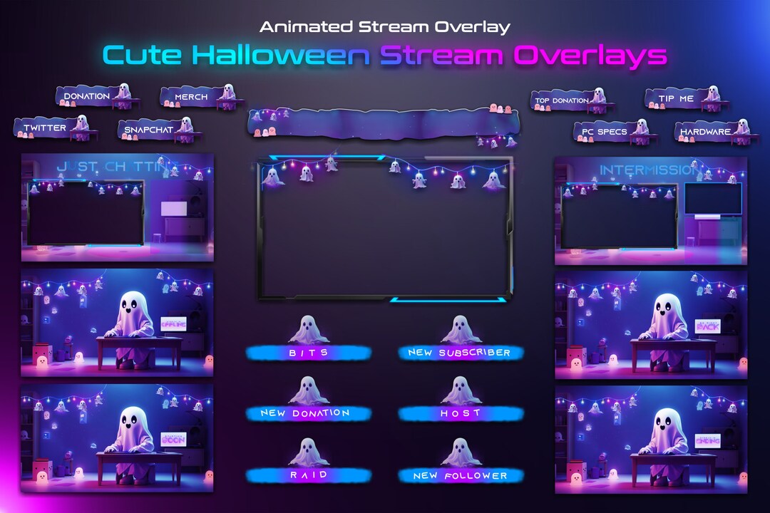Twitch Pack, Animated Screen and Overlay, Panels, Alert, Purple ...