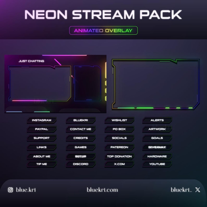 Neon Stream Pack – Animated Overlay With Vibrant Cyberpunk Aesthetic ...