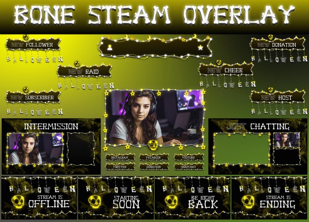 Bone Stream Overlay - Halloween Twitch Stream Overlay Package - Twitch ...