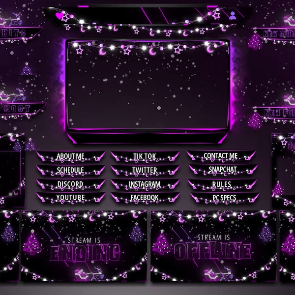 Animated DARK Stream Overlays Package for Twitch, Dark Stream Overlay Youtube, OBS, Twitch ...