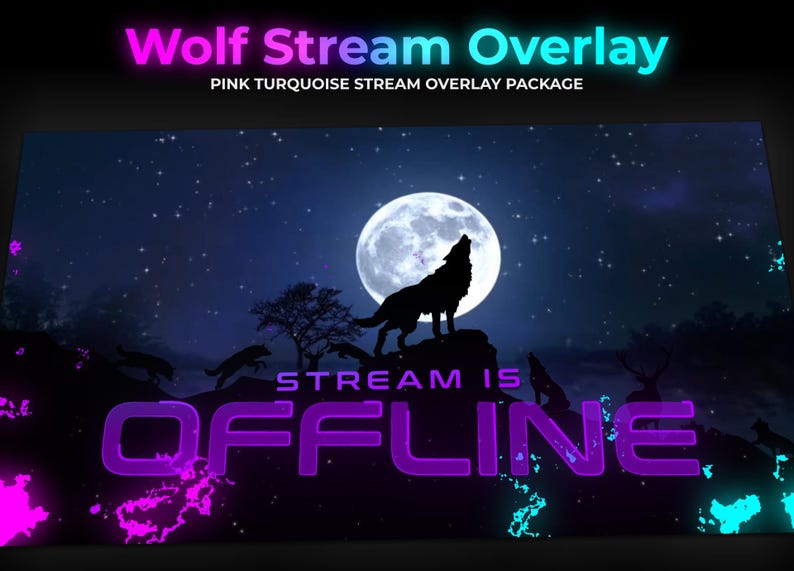 Wolf-themed Stream Overlay Package | Twitch Overlay Package | Stream ...