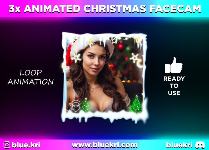 Full Twitch Animated Christmas Lights Webcam Overlay | Holiday Twitch Webcam Overlay |animated ...