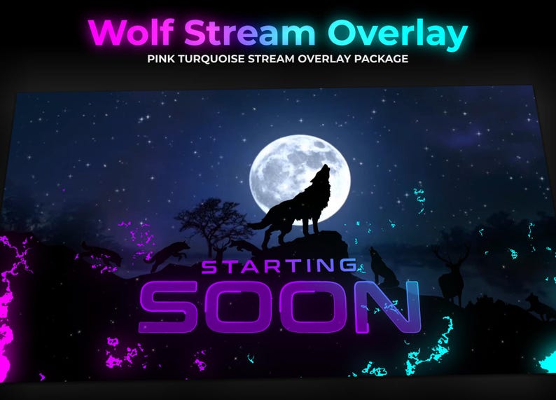 Wolf-themed Stream Overlay Package | Twitch Overlay Package | Stream ...
