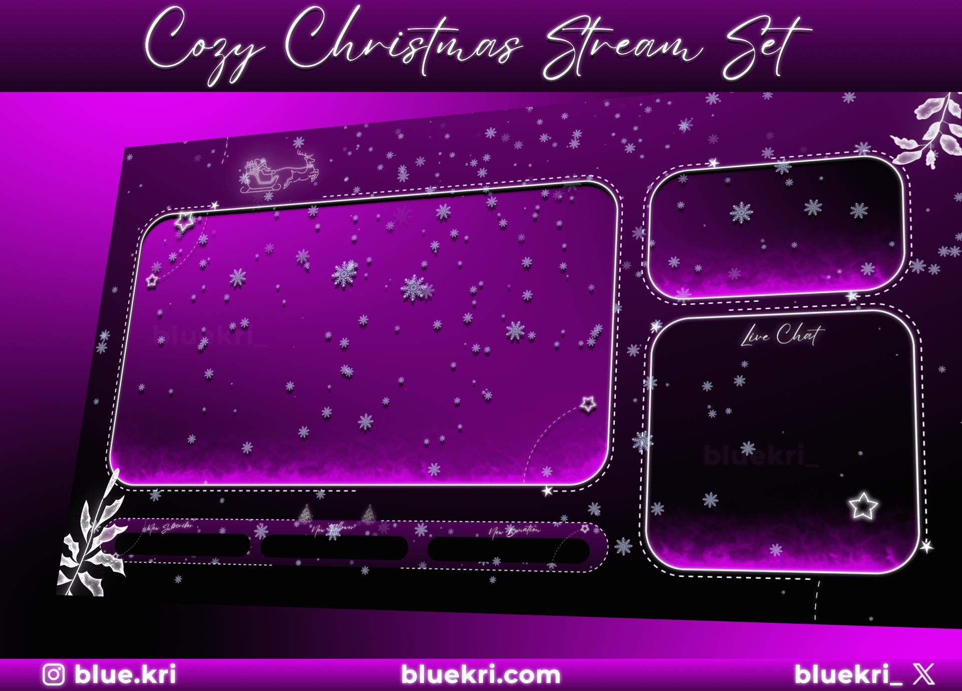 Cozy Christmas Stream Overlay Package Pink | Animated Christmas Twitch ...