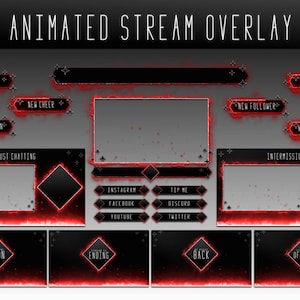 Animated Red Stream Overlay Pack | Neon Fire Cyberpunk Theme | Twitch ...