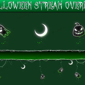Animated Halloween Green Stream Overlay Package | Pumpkin Green Twitch ...