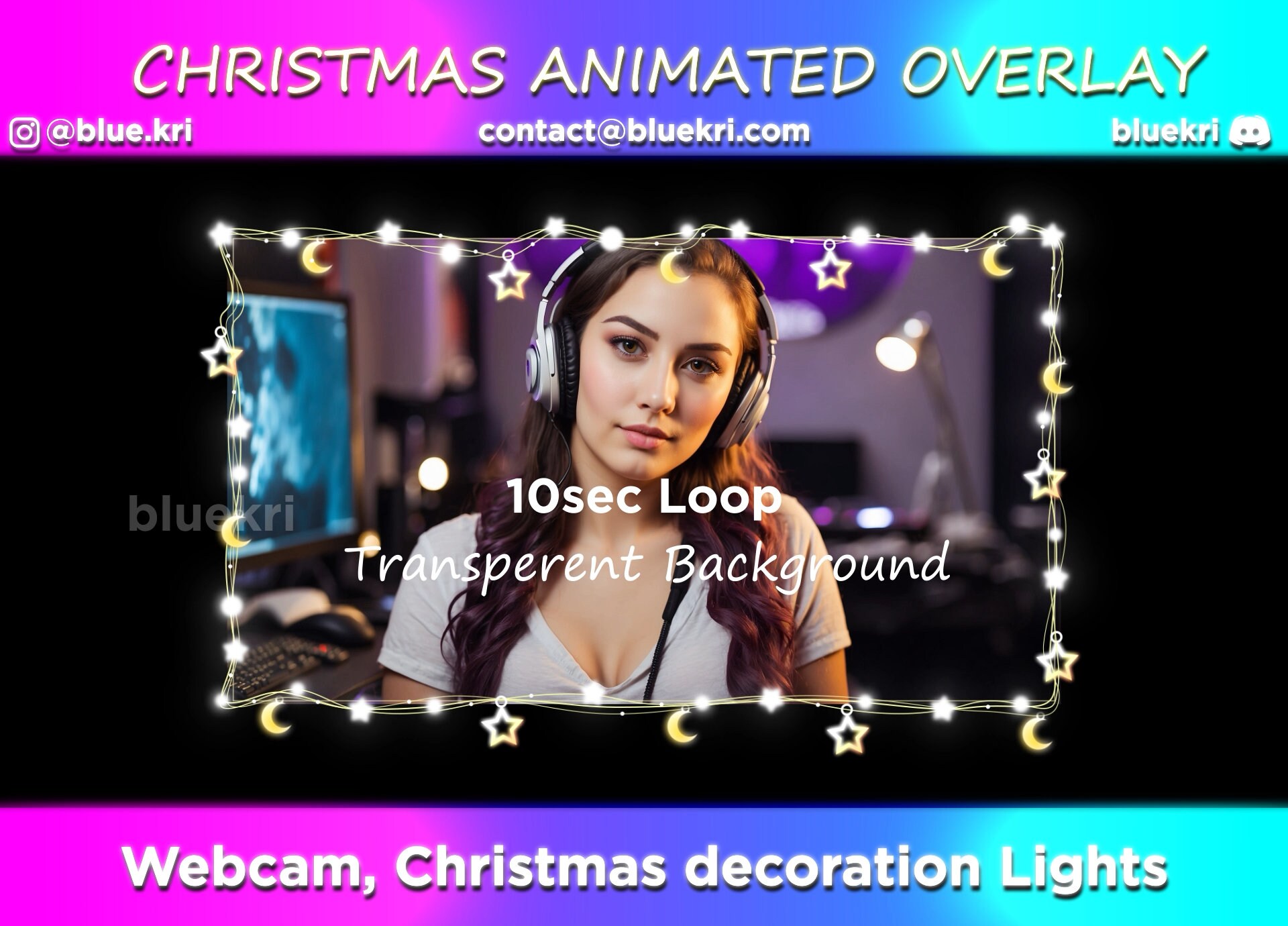 Twitch Animated Christmas Lights Webcam Overlay / Holiday Twitch Webcam ...