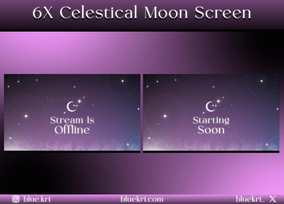 Celestial Moon Stream Overlay Screens | Animated Screens | Twitch ...