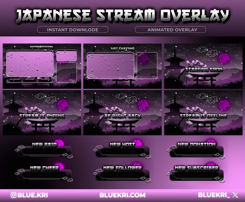 Japanese-themed Animated Stream Overlay | Stream Overlays, Panels ...